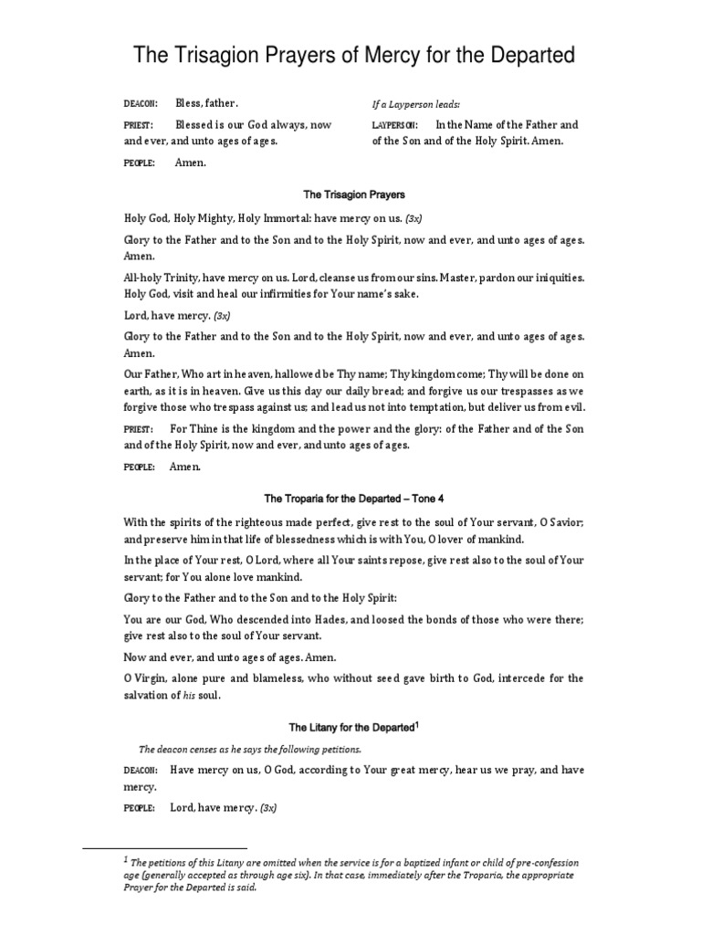 Trisagion Prayers for the Departed | PDF | Lord's Prayer | God The Father