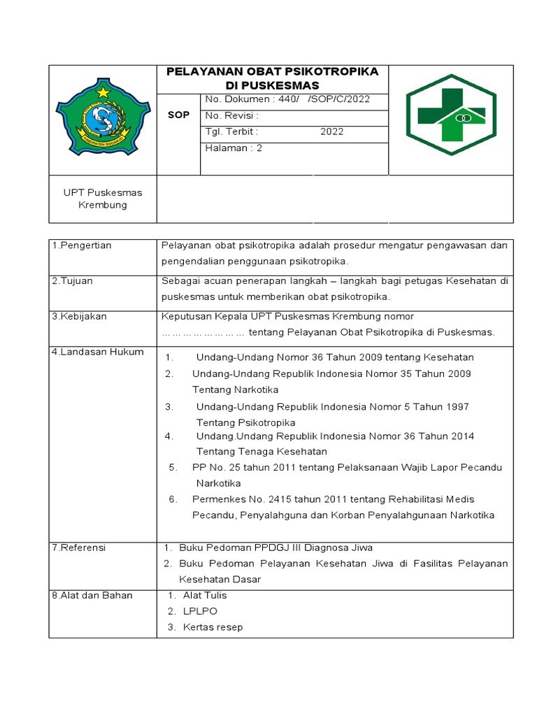 Sop Pelayanan Obat Psiko | PDF