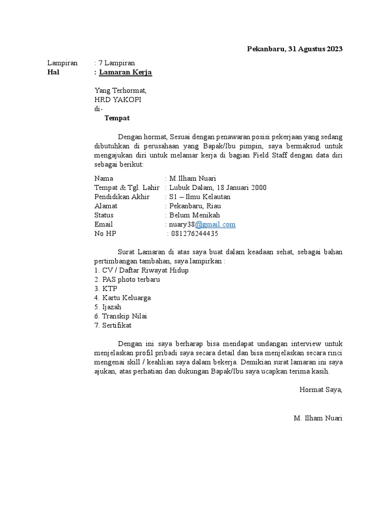 CV - M Ilham Nuari | PDF