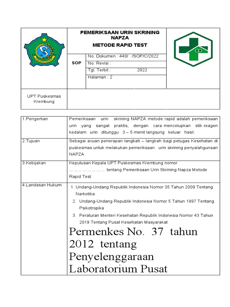 Sop Pemeriksaan Urin | PDF