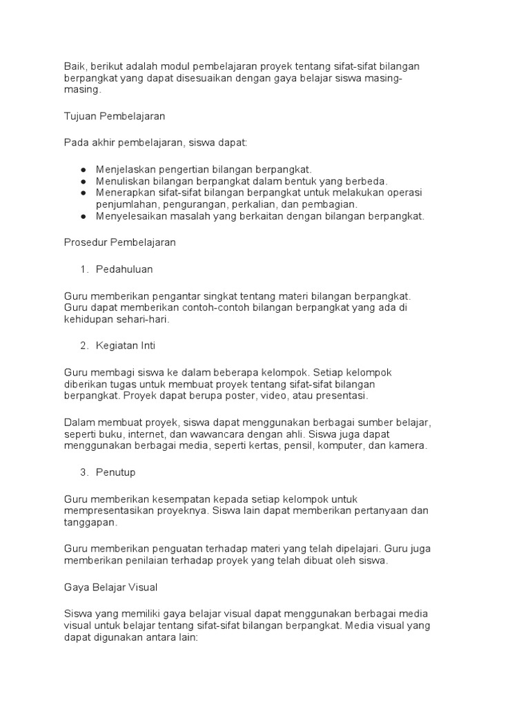 Saya Mau Membuat Modul Yang Tujuan Pembelajarannya Siswa Dapat Memahami ...