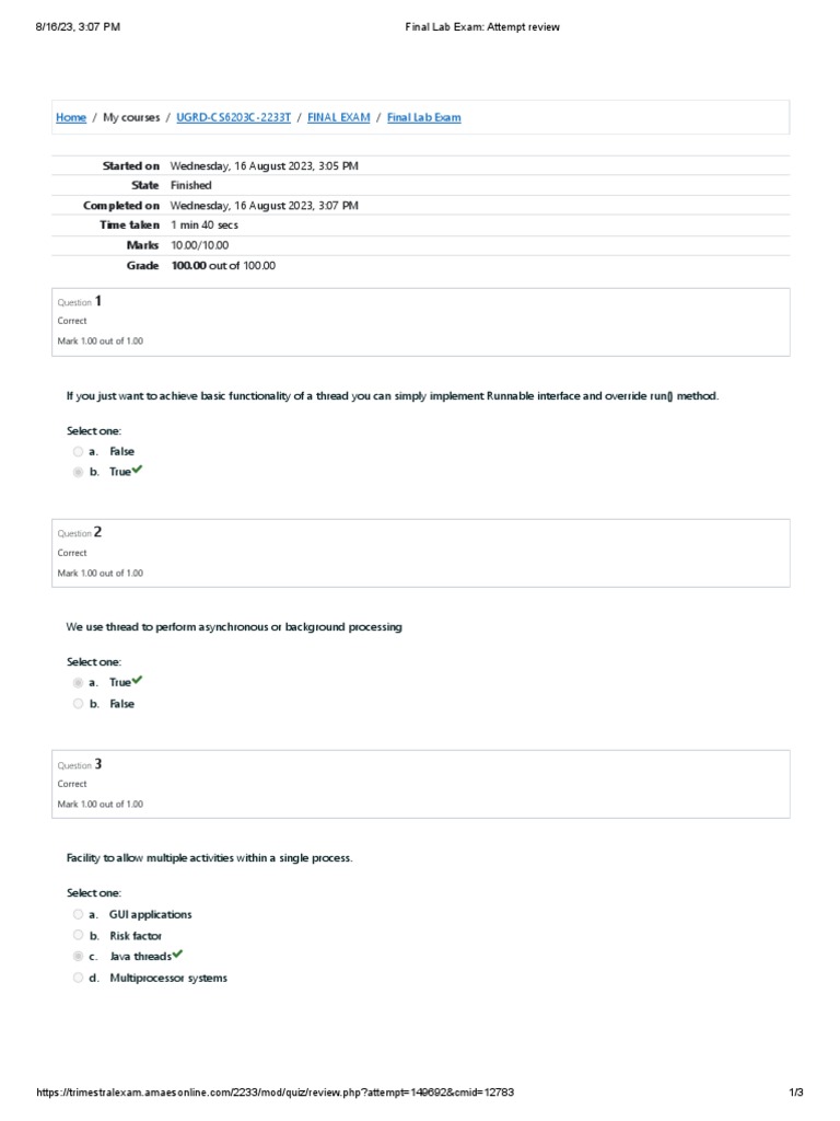 Final Lab Exam - UGRD-CS6203C Object Oriented Programming | PDF | Thread (Computing) | Method ...