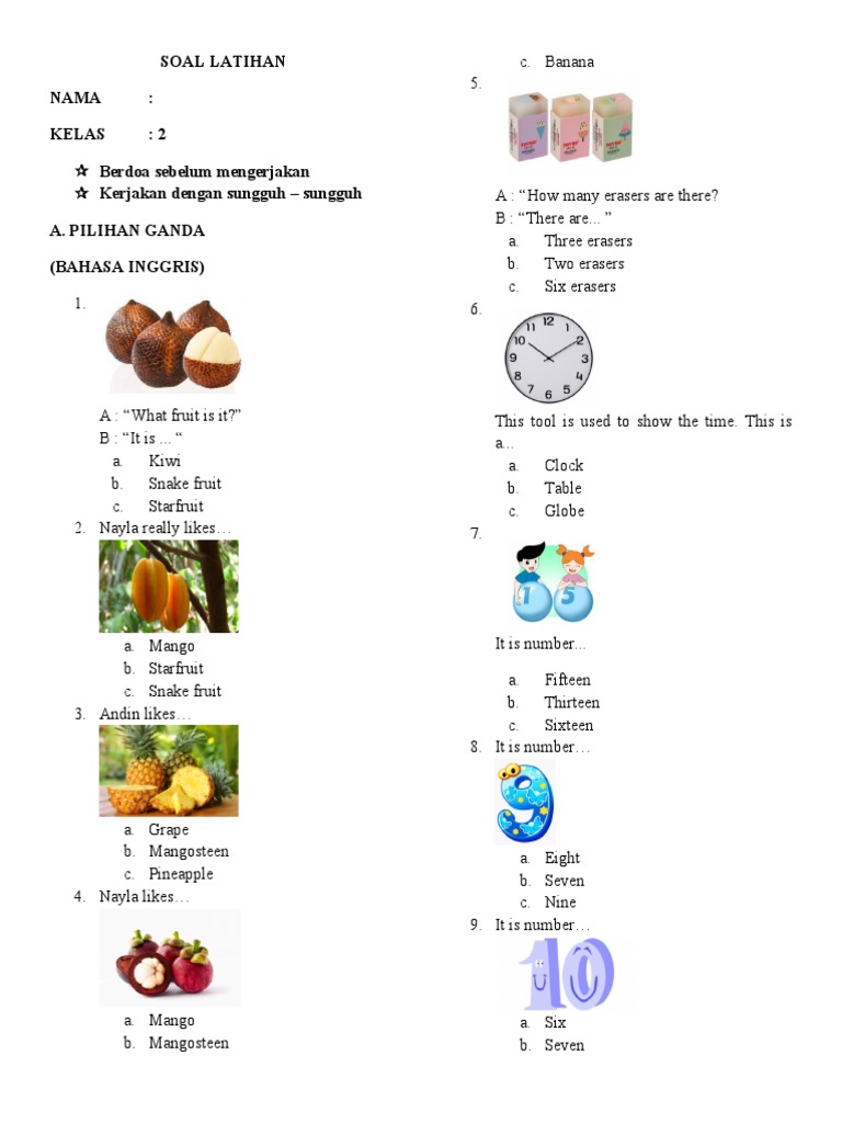 Bahasa Inggris Kelas 2 | PDF | Fruit | Plants