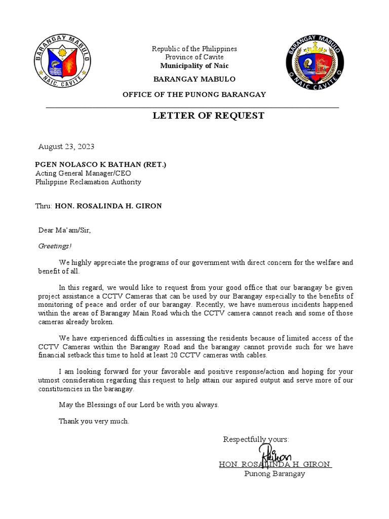 Letter Request CCTV | PDF
