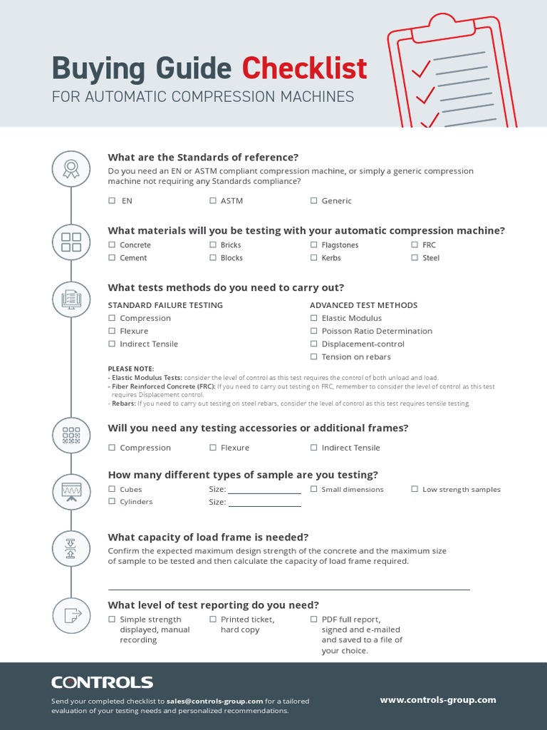 CONTROLS Compression Machines Checklist July22 | PDF | Young's Modulus ...