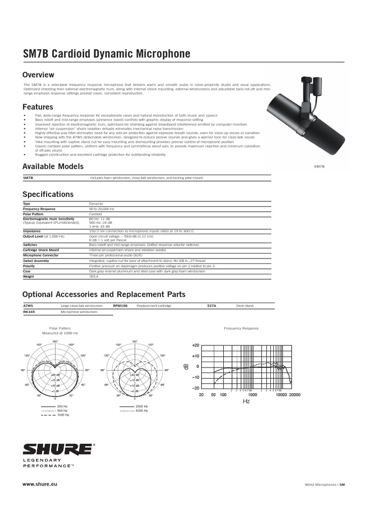 SM7B | PDF | Microphone | Audio Electronics