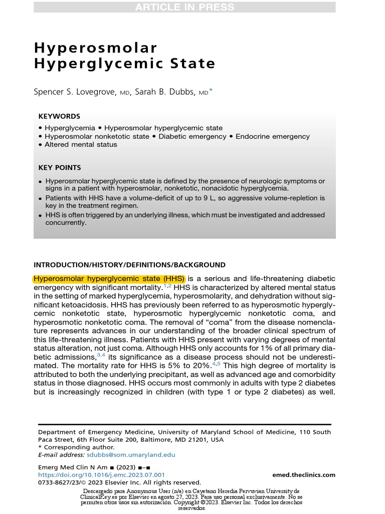 Hyperosmolar Hyperglycemic State | PDF | Hyperglycemia | Intravenous ...
