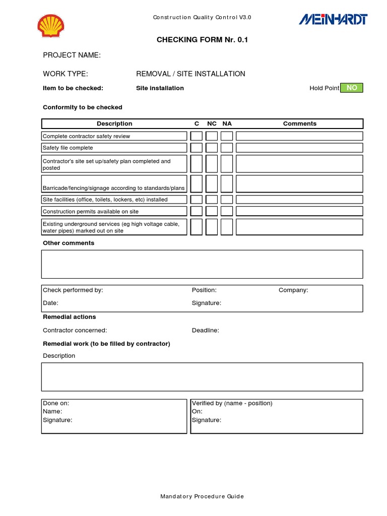 Construction Quality Checklist 0.1 | PDF | Materials