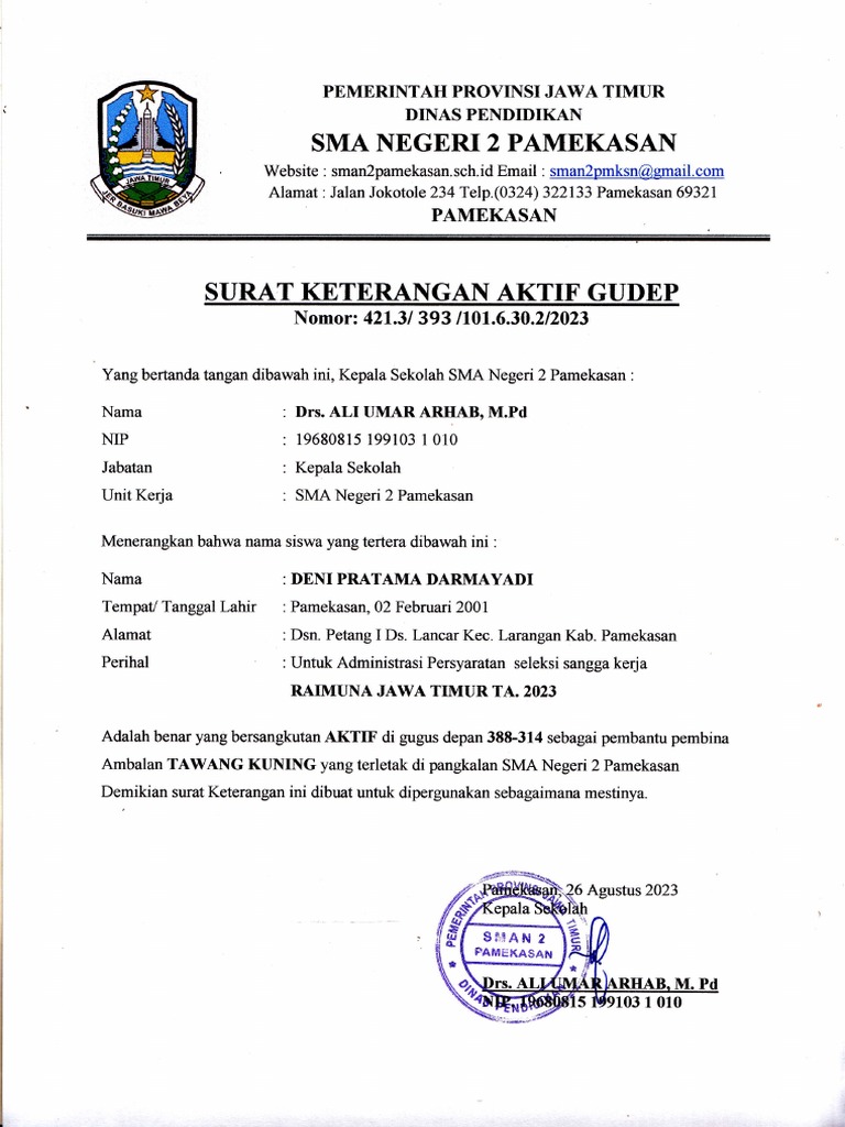 Surat Keterangan Aktif Gudep | PDF