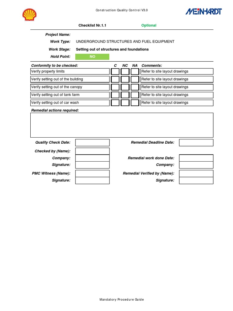 Construction Quality Checklist 1.1 | PDF | Pipe (Fluid Conveyance) | Leak
