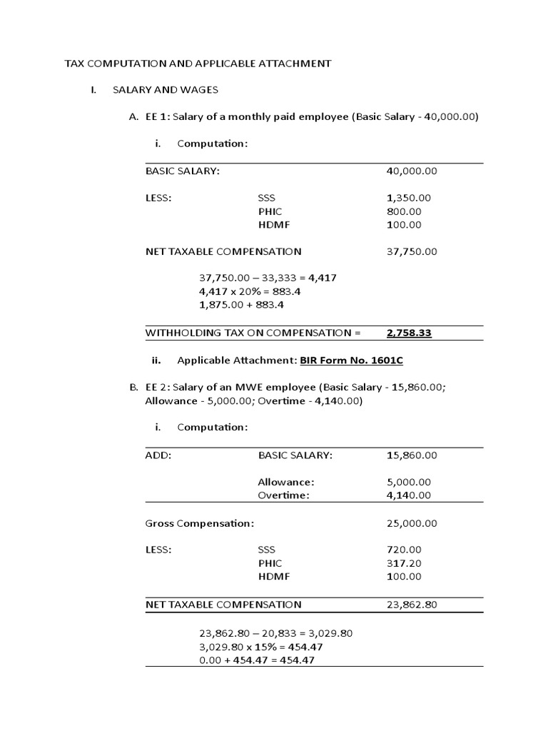 Tax Computation and Applicable Attachment | PDF | Salary | Dividend