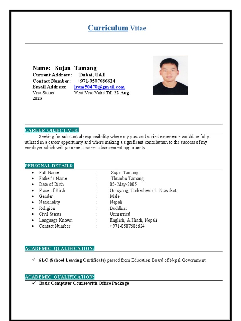 Kitchen Helper CV of Sujan Tamang | PDF | Career & Growth