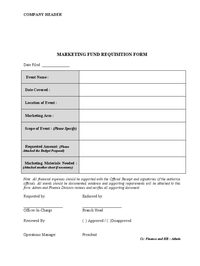 MARKETING REQUEST FORM - Sample | PDF