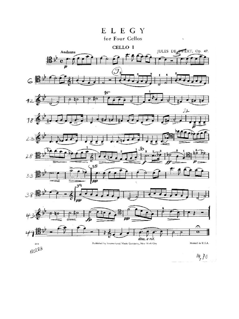 De Swert, Elegy (4 cellos) | PDF