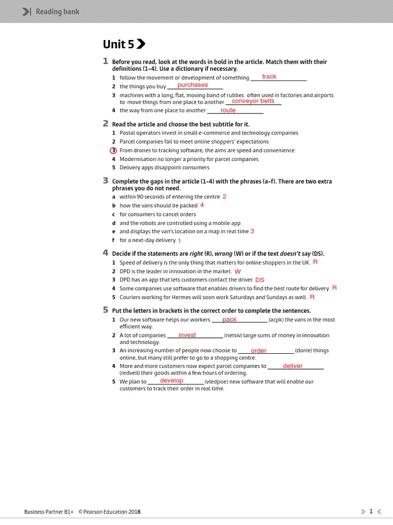 Bus Part B1P ReadingBank U5 | PDF | Courier | Retail