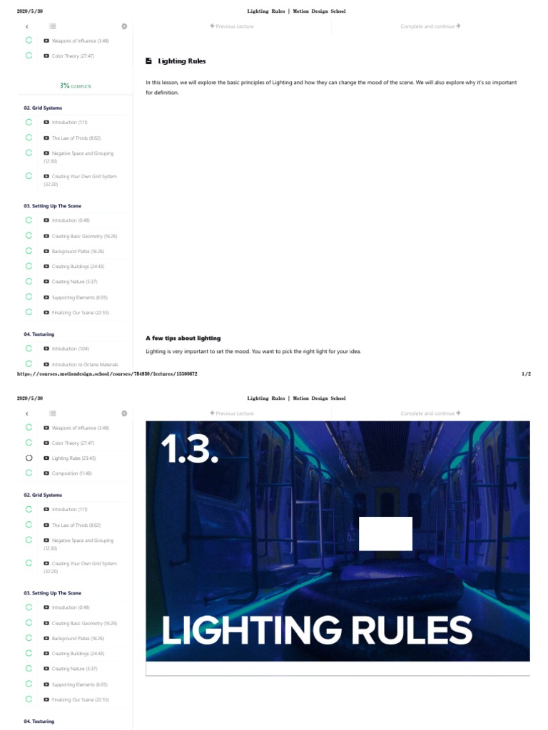 Lighting Rules Motion Design School Pdf Lighting