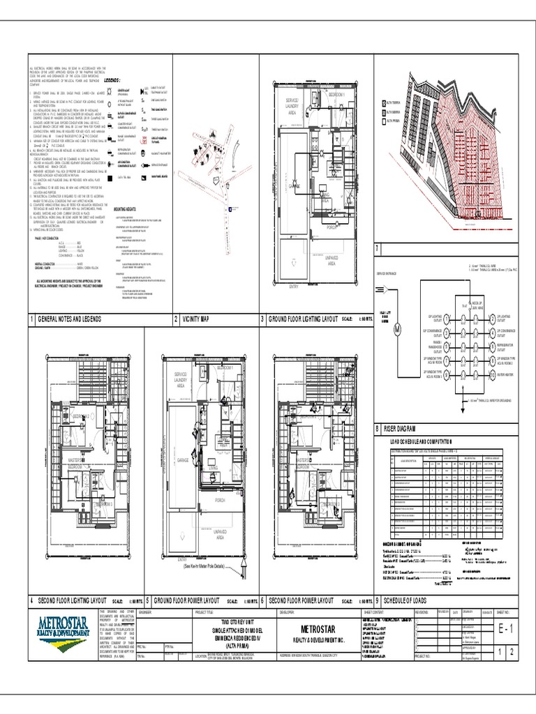 E1-Lighting - Power Layout, Riser Diagram, Schedule of Loads | PDF ...
