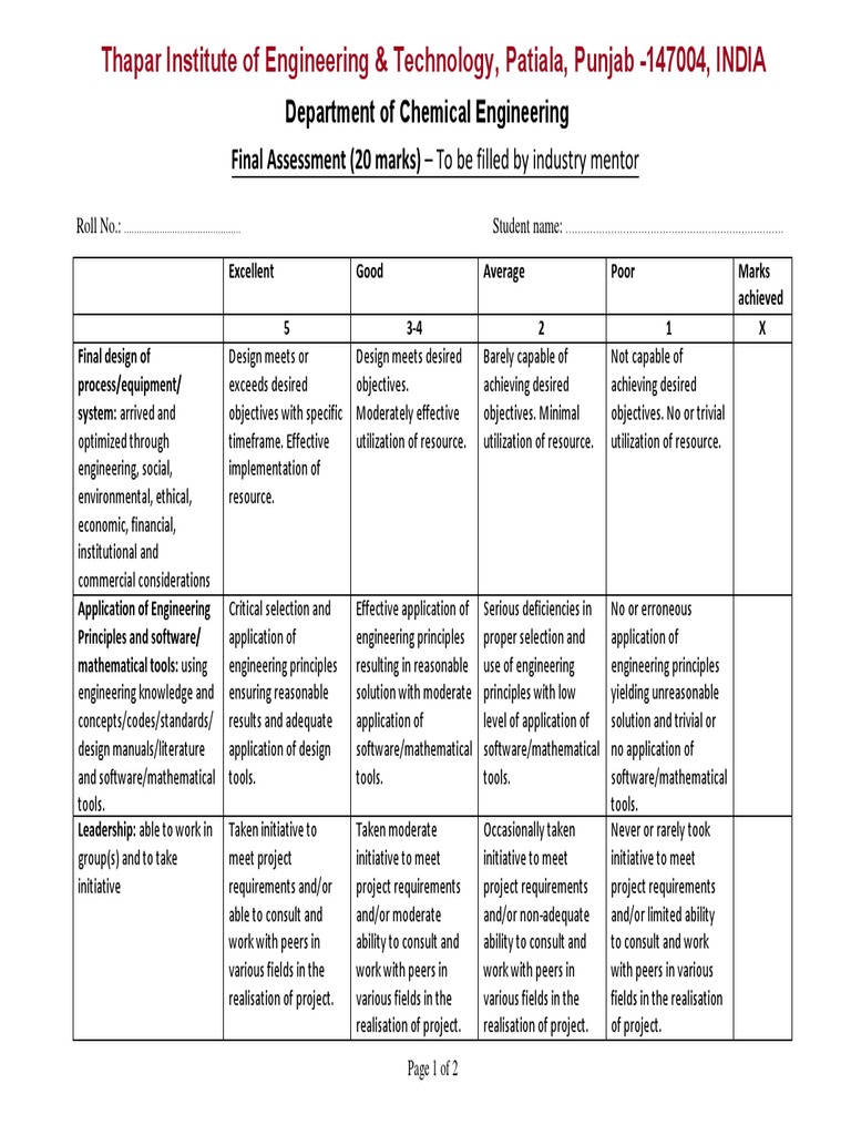 Chemical Engineering Final Assessment Guide | PDF | Engineering | Mathematics