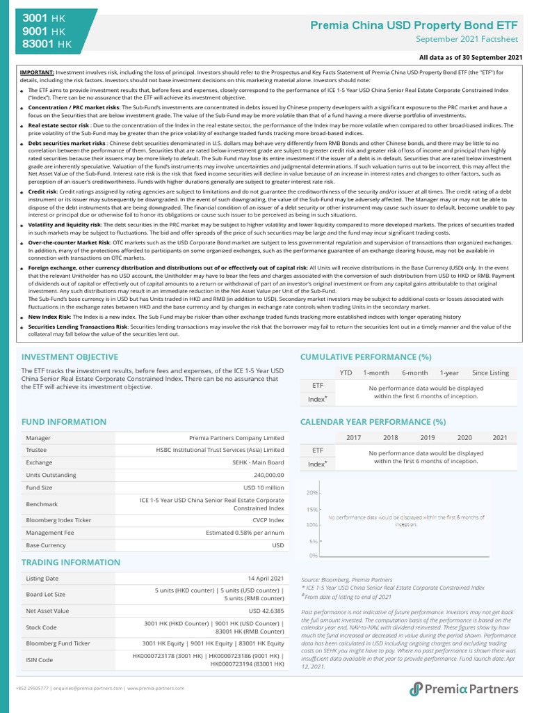 Factsheet - Premia China Property ETF | PDF | Exchange Traded Fund ...