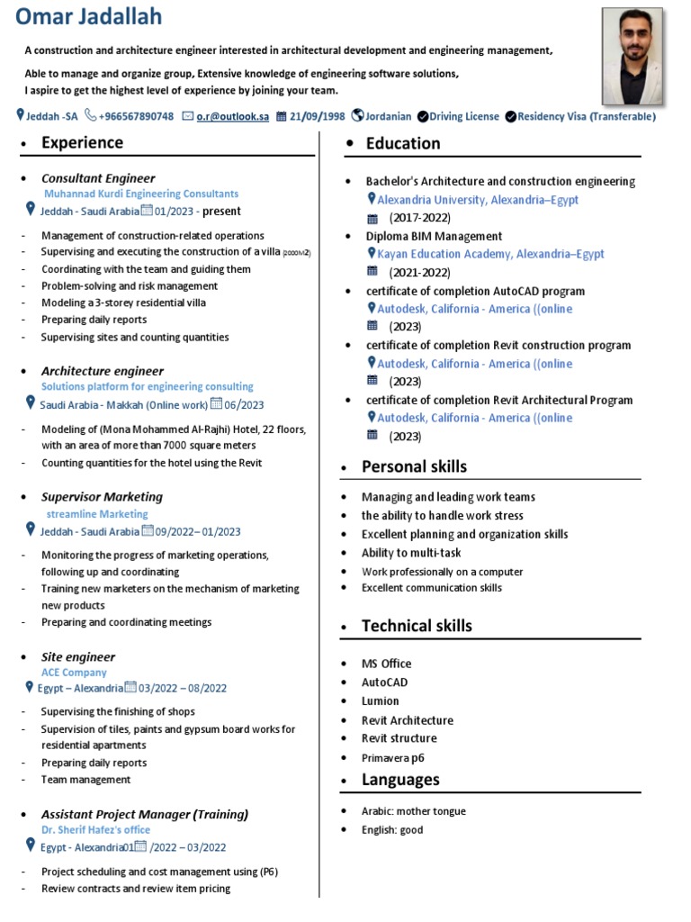 Resume of Omar Jadallah | Download Free PDF | Autodesk Revit | Autodesk