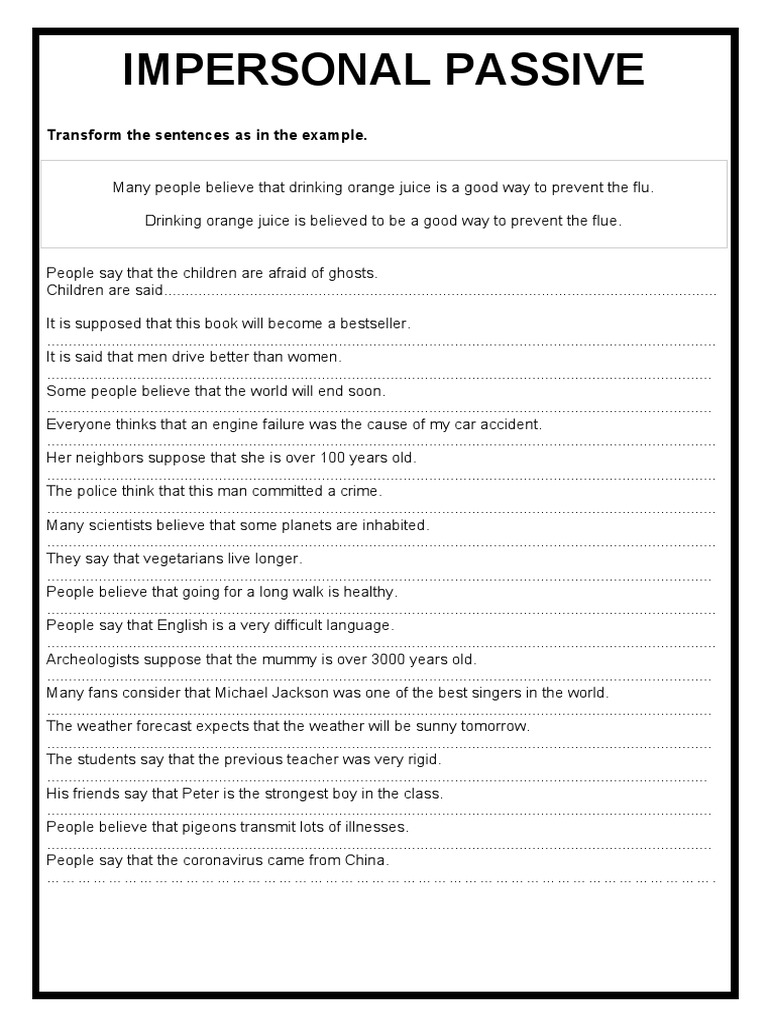 Impersonal Passive Grammar | PDF