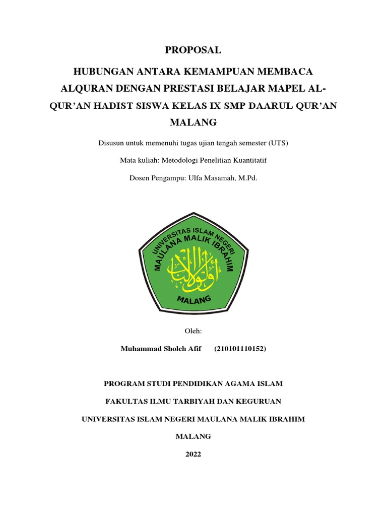Muhammad Sholeh Afif - UTS Proposal Penelitian | PDF | Karier & Perkembangan | Sains & Matematika