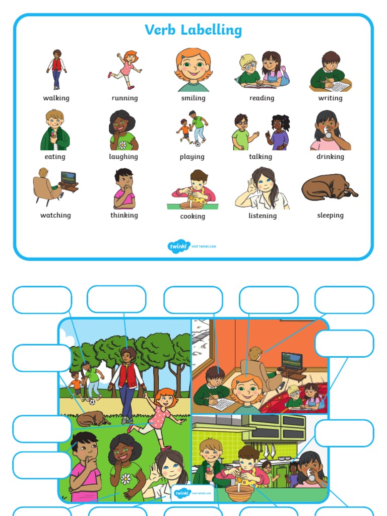 Verb Labelling Worksheet | PDF