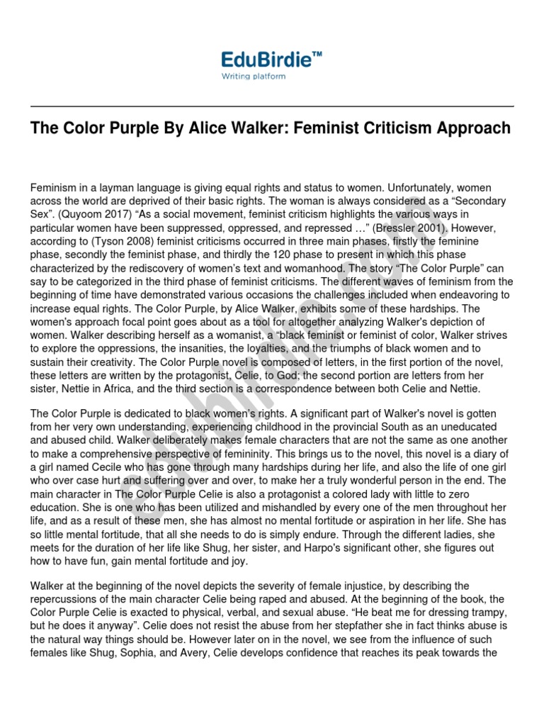 Feminist Themes in The Color Purple | PDF | Feminism | Gender Studies