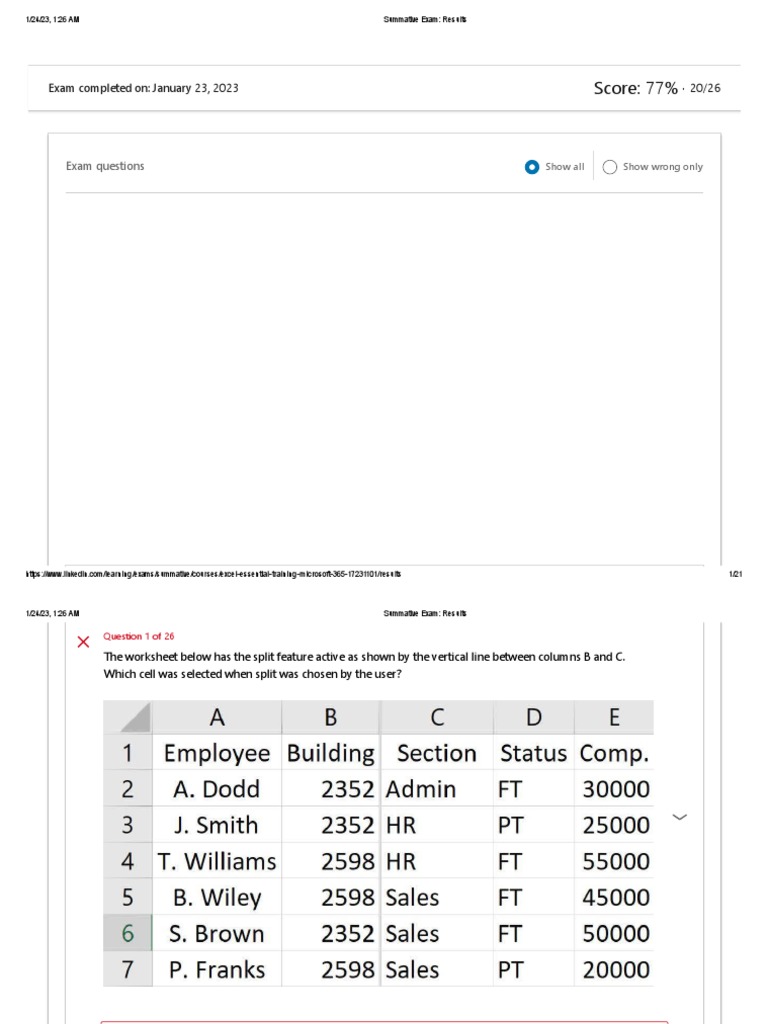 Summative Exam - Results Excel Linkedin | PDF | Microsoft Excel | Worksheet