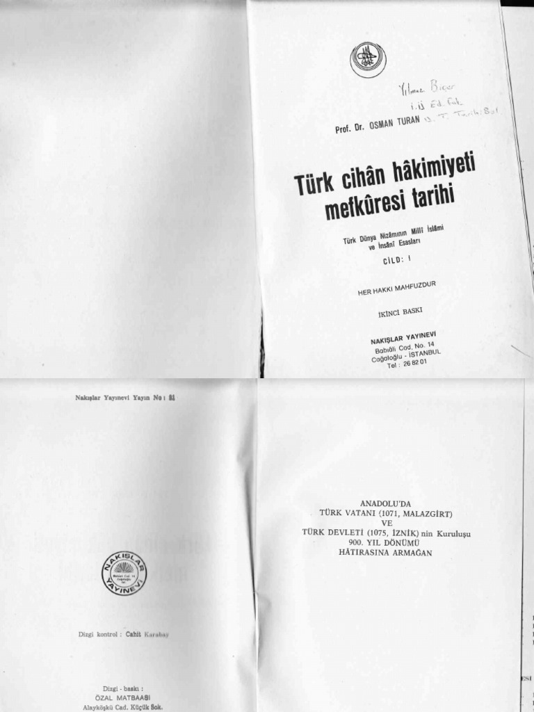 69 - Osman Turan - Türk Cihan Hakimiyeti Mefkuresi Tarihi | PDF