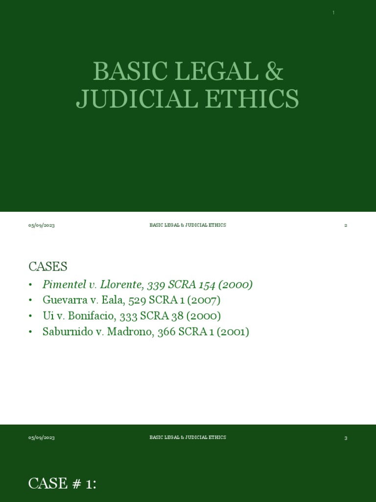 BASIC LEGAL & JUDICIAL ETHICS - Society | PDF | Law