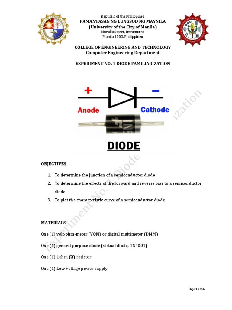 Diode Familiarization Experiment | PDF | P–N Junction | Diode