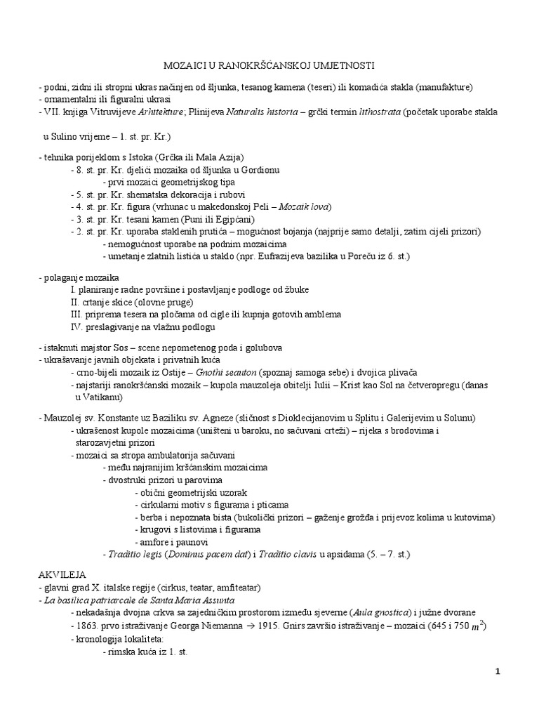 Mozaici U Ranokršćanskoj Umjetnosti | PDF