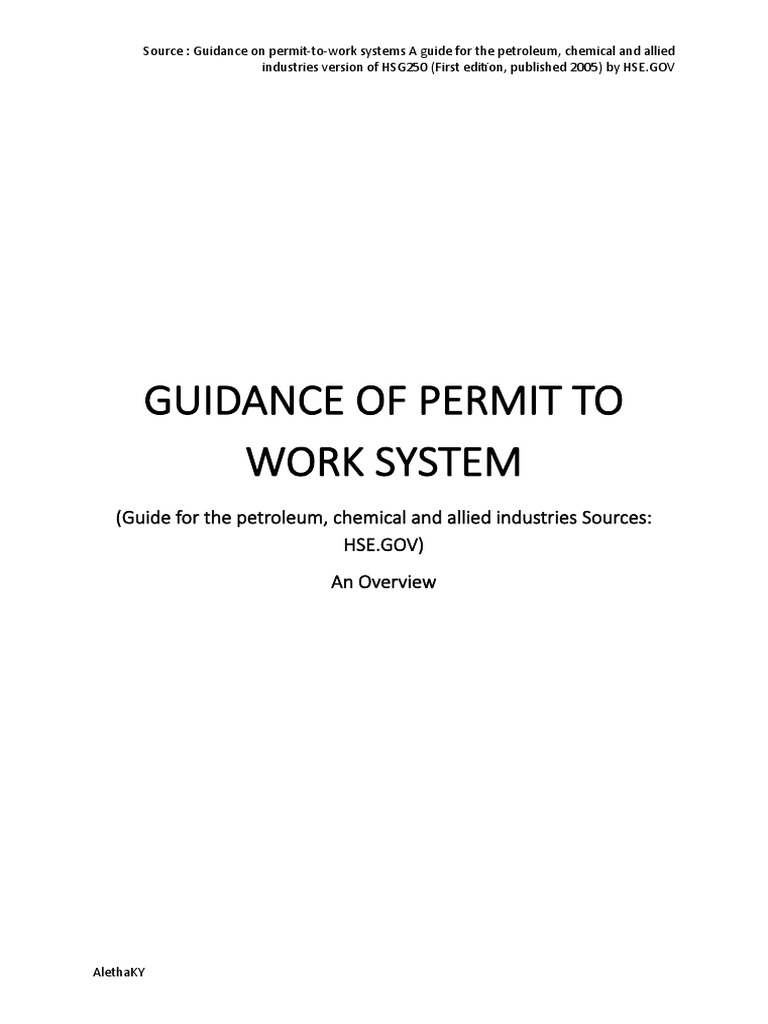 Guidance of Permit To Work System (An Overview) by Aletha | PDF