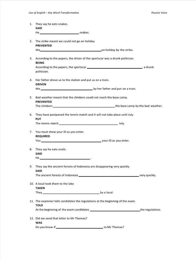 Passive Voice Transformation Exercises | PDF | Home & Garden