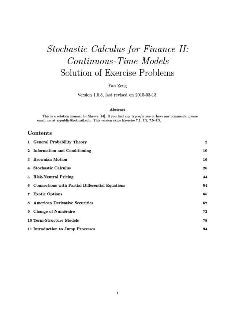 Stochastic Calculus For Finance II Conti | PDF | Stochastic Process ...