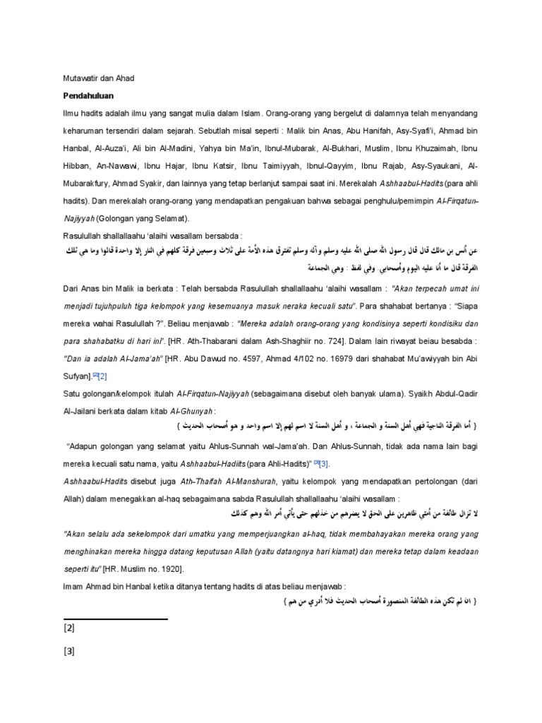 Mutawatir Dan Ahad | PDF