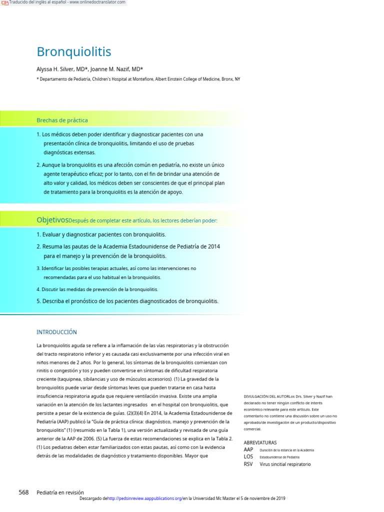 Bronquiolitis Esp | PDF | Medicina | Medicina CLINICA
