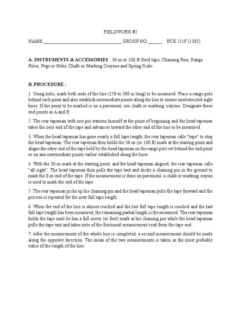 Fieldwork 2 Pdf Mean Metrology