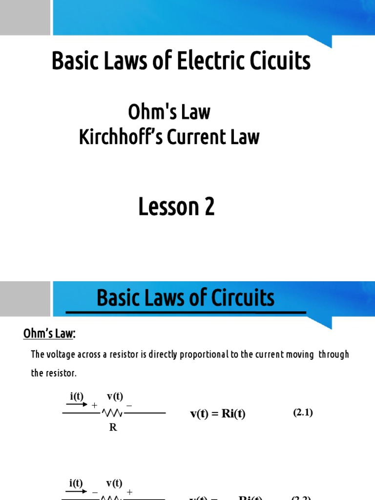 Basic Circuit Laws Overview | PDF | Electrical Network | Electronic ...