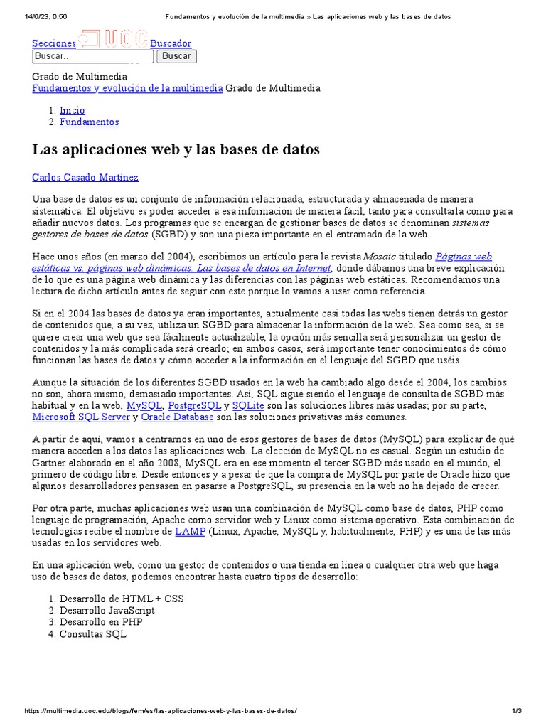 Fundamentos y Evolución de La Multimedia Las Aplicaciones Web y Las ...