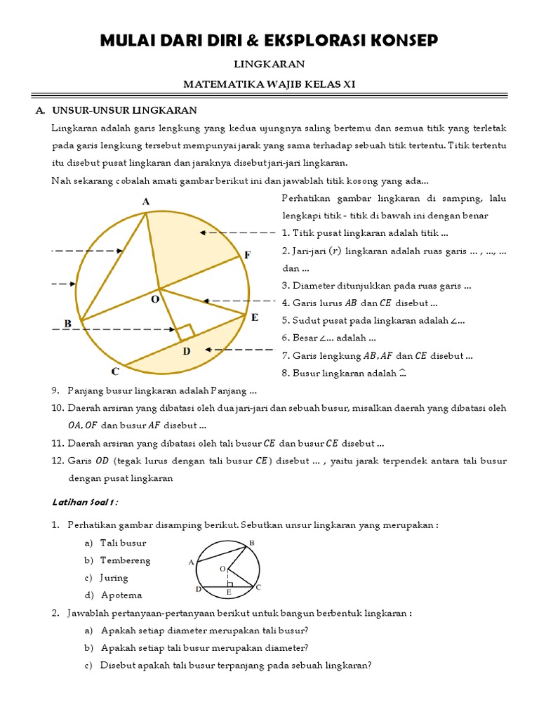 Unsur dan Rumus Lingkaran Kelas XI | PDF | Metode & Bahan Ajar