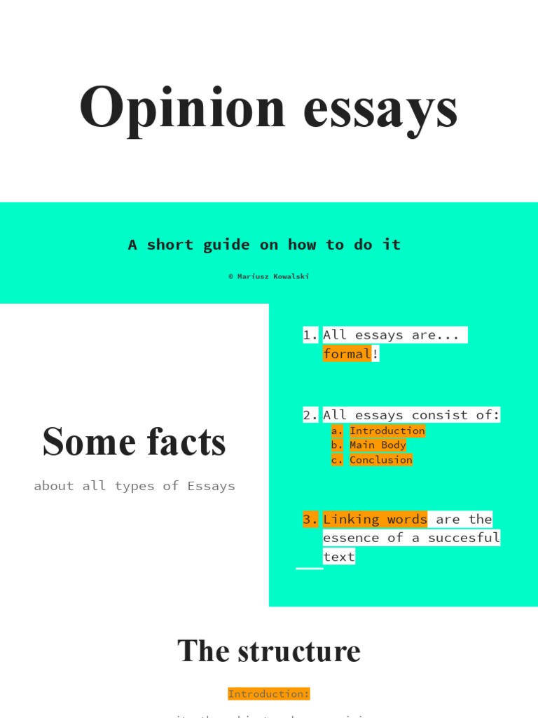 Guide to Writing Opinion Essays | PDF | Essays | Argument