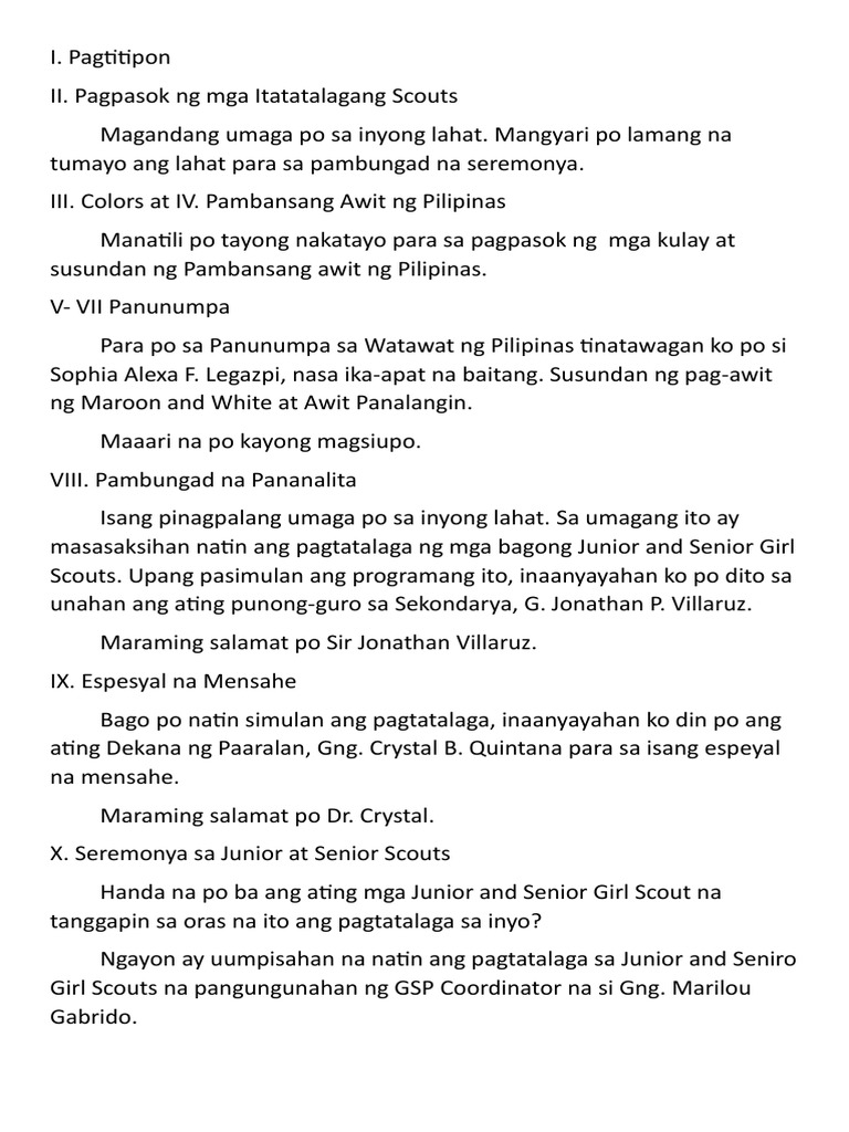 Script Girls Scouts | PDF