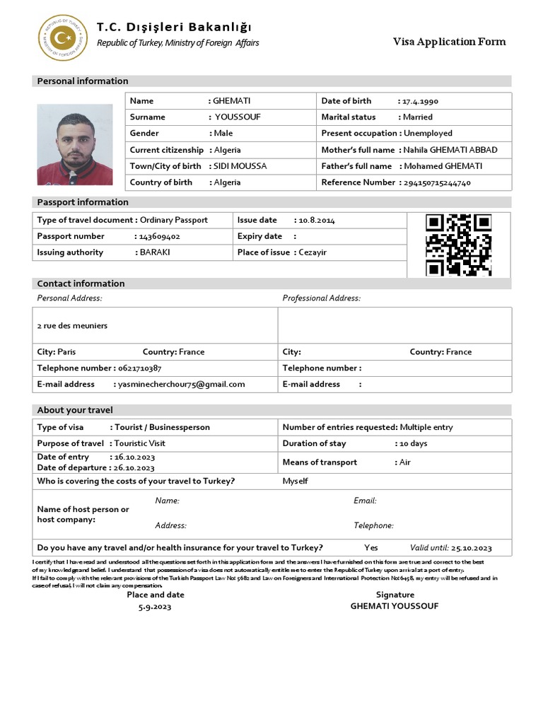 Visa Application Form | PDF | Travel Visa | Passport