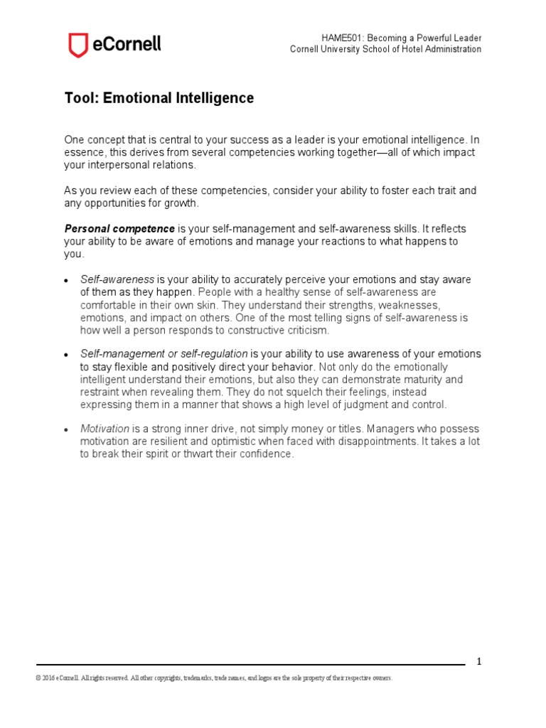 Hame501 Tool Emotional Intelligence | PDF | Emotional Intelligence | Empathy