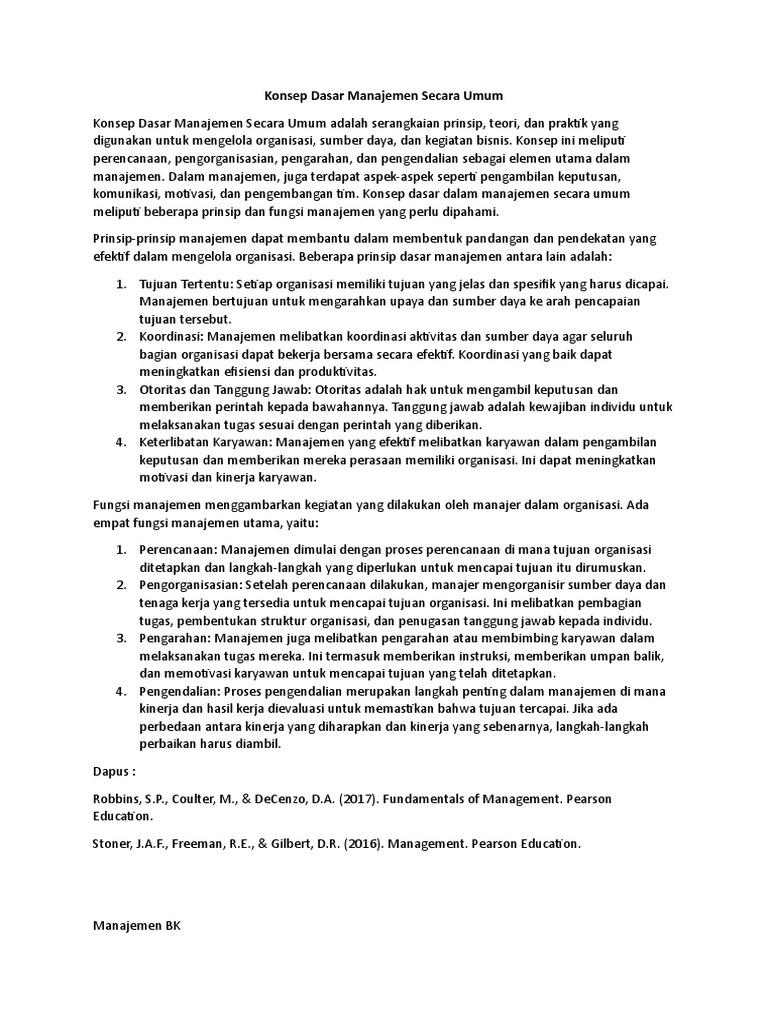Manajemen BK 1 | PDF
