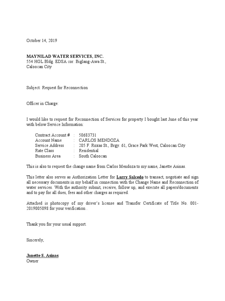 Water Reconnection Janette Property | PDF Water Reconnection Janette Property | PDF