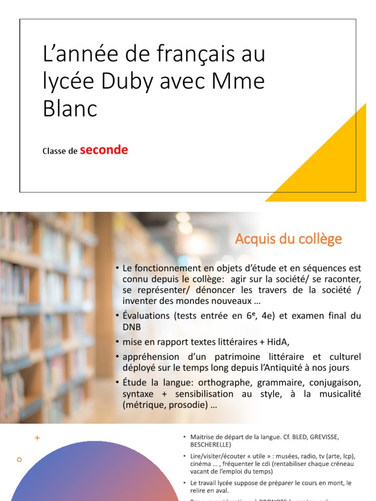 Programme de Français en Seconde | PDF