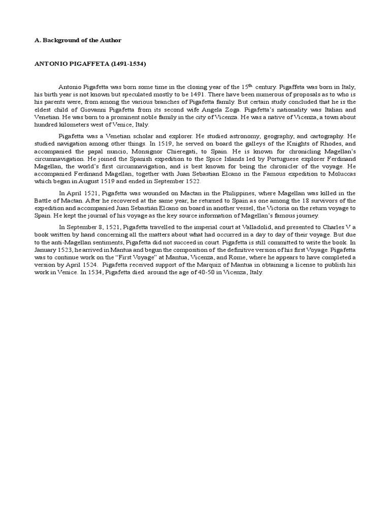 Background-of-the-Author (Antonio Pigafetta) | PDF | Field Research ...